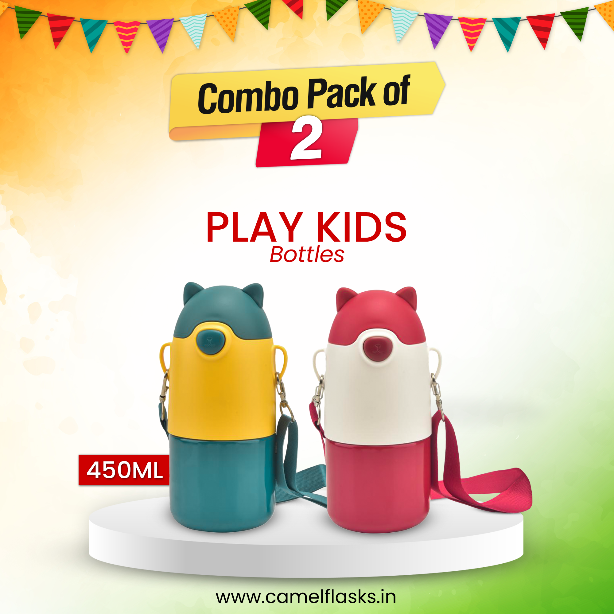 Play Kids 450ML Bottle (Set of 2) - Camel Flasks