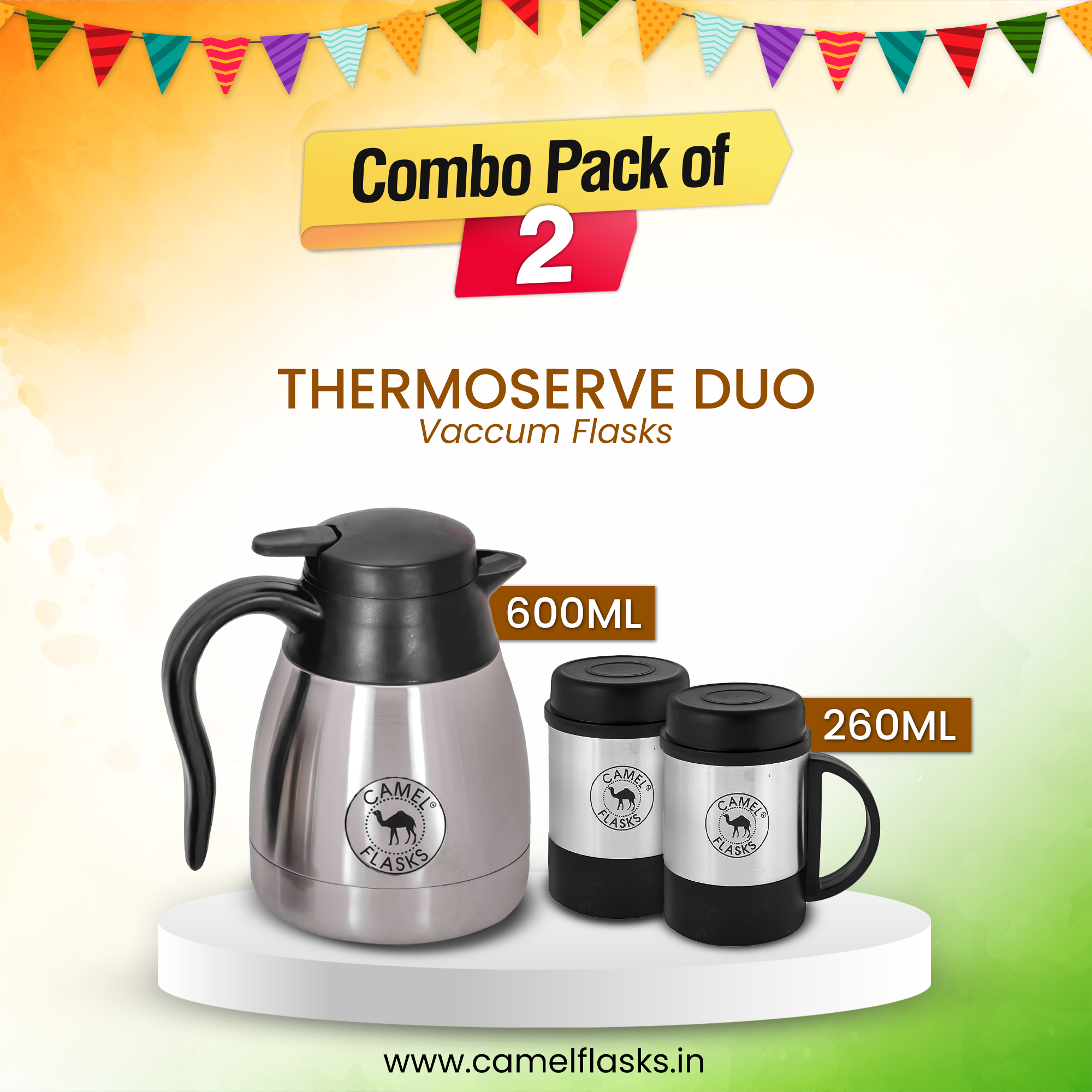 CP-N Vacuum Tea Pot + 2 CM-B Vacuum Mug (Set of 3)